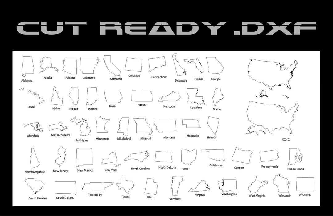 Basic 50 USA States Theme - Cut Ready DXF File Collection – Hytek Tools ...