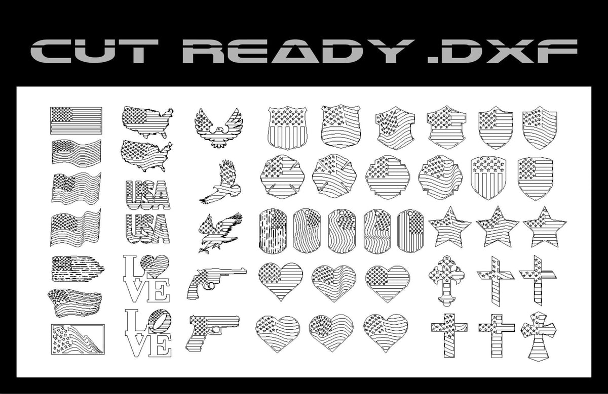 USA Flag Theme - DXF Cut Ready File Collection – Hytek Tools - Fiber ...